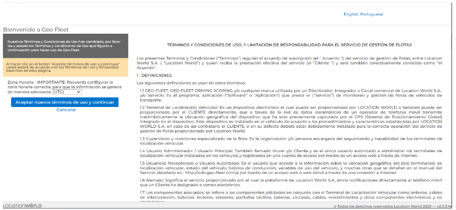 PORTAL WEB - ACEPTACIÓN DE TERMINOS Y CONDICIONES