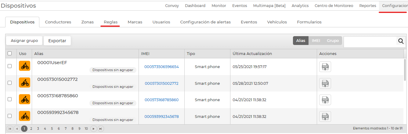EVENTOS - CONFIGURACIÓN DE UNA RUTA